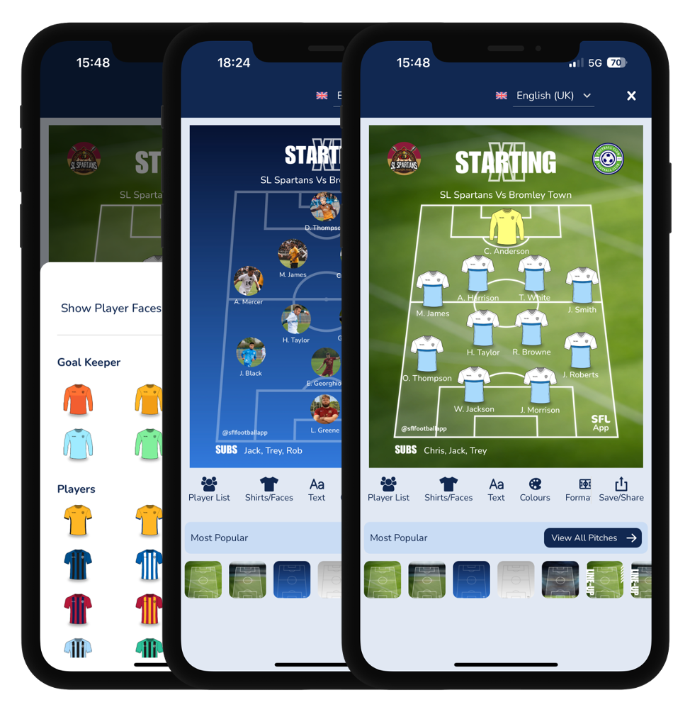 SFL Football: No.1 Sunday League App | Matchday Graphics & Lineups